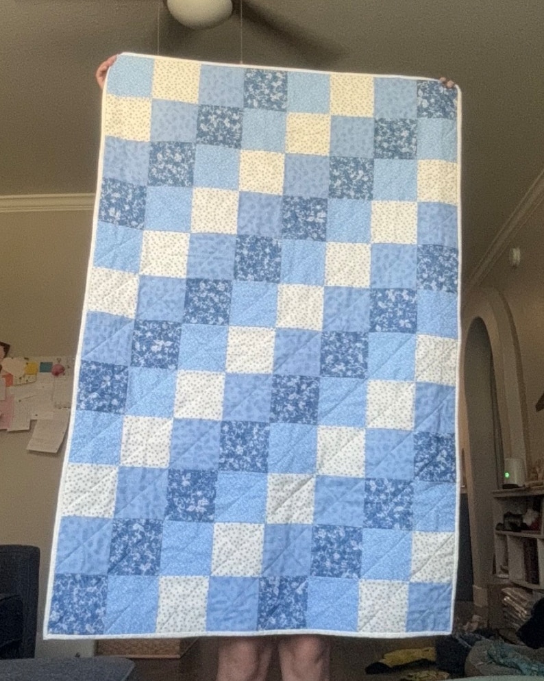 Blue Checkered Quilt - Etsy