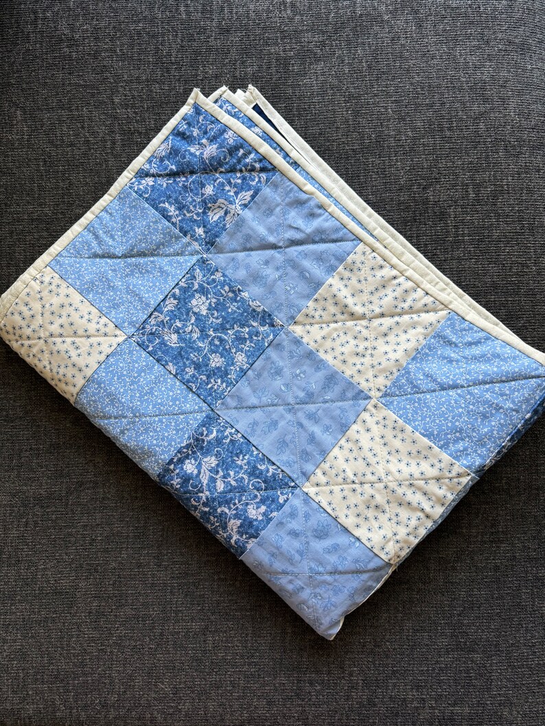 Blue Checkered Quilt - Etsy