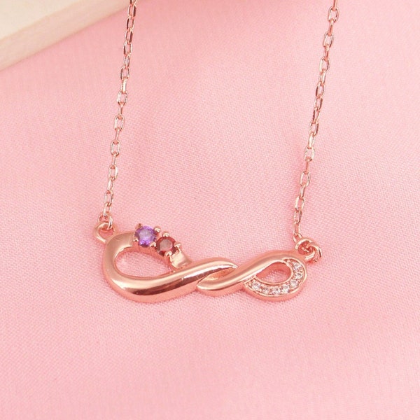 Two Birthstone Necklace - Etsy