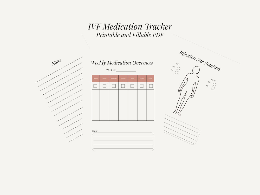 IVF Medication Tracker Printable | Fertility Injection Log | FET Cycle ...