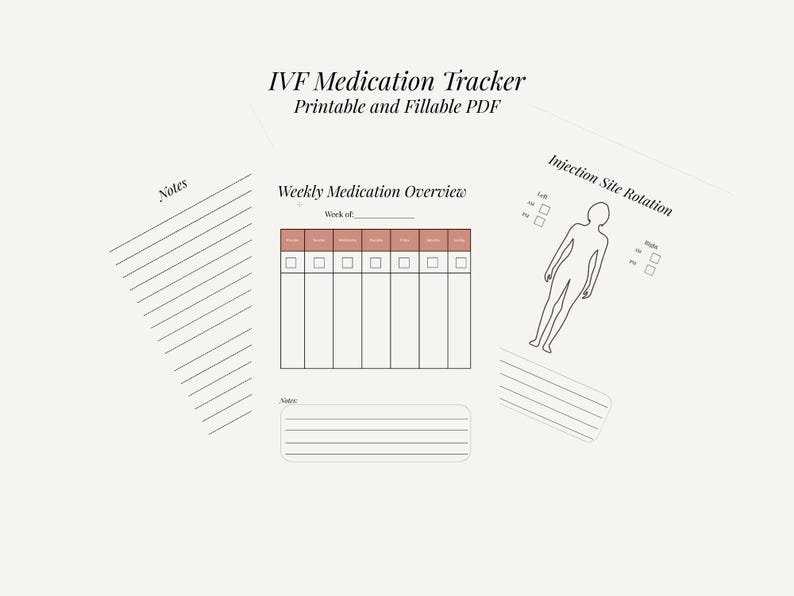 IVF Medication Tracker Printable | Fertility Injection Log | FET Cycle ...