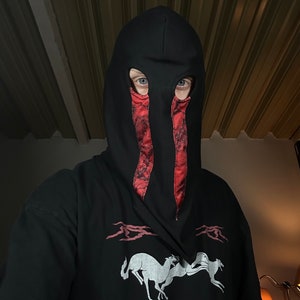 Blank Black Balaclava Made From 100% Cotton With Bloody Patches in One ...