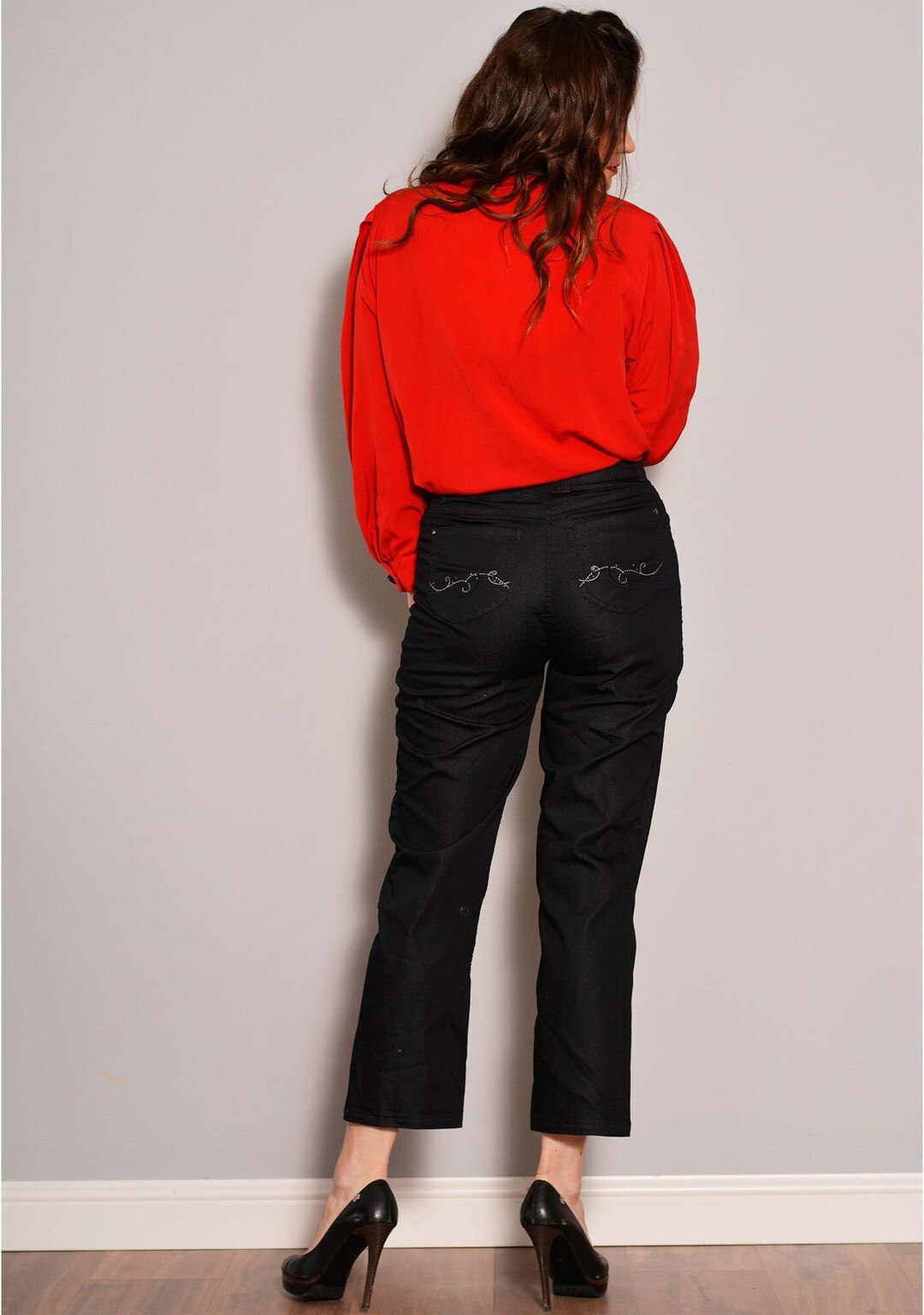 Size 8 Stitched Pockets Form-fitting Women's Denim Shimmering Black ...