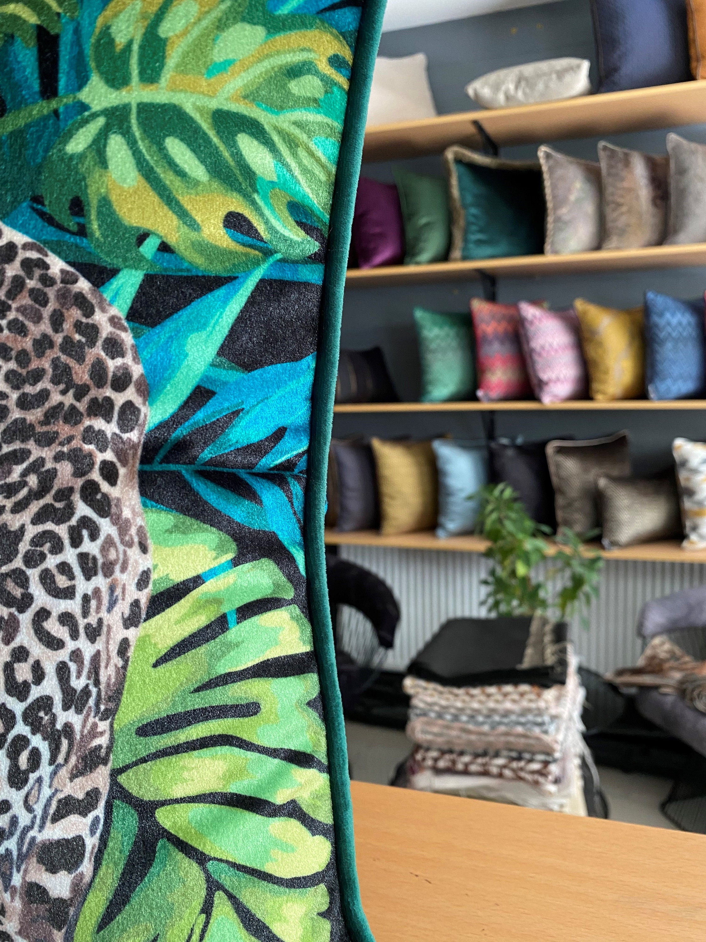 Stylish Tropical Leopard Velvet Throw Pillow Cushion Cover With Piping ...