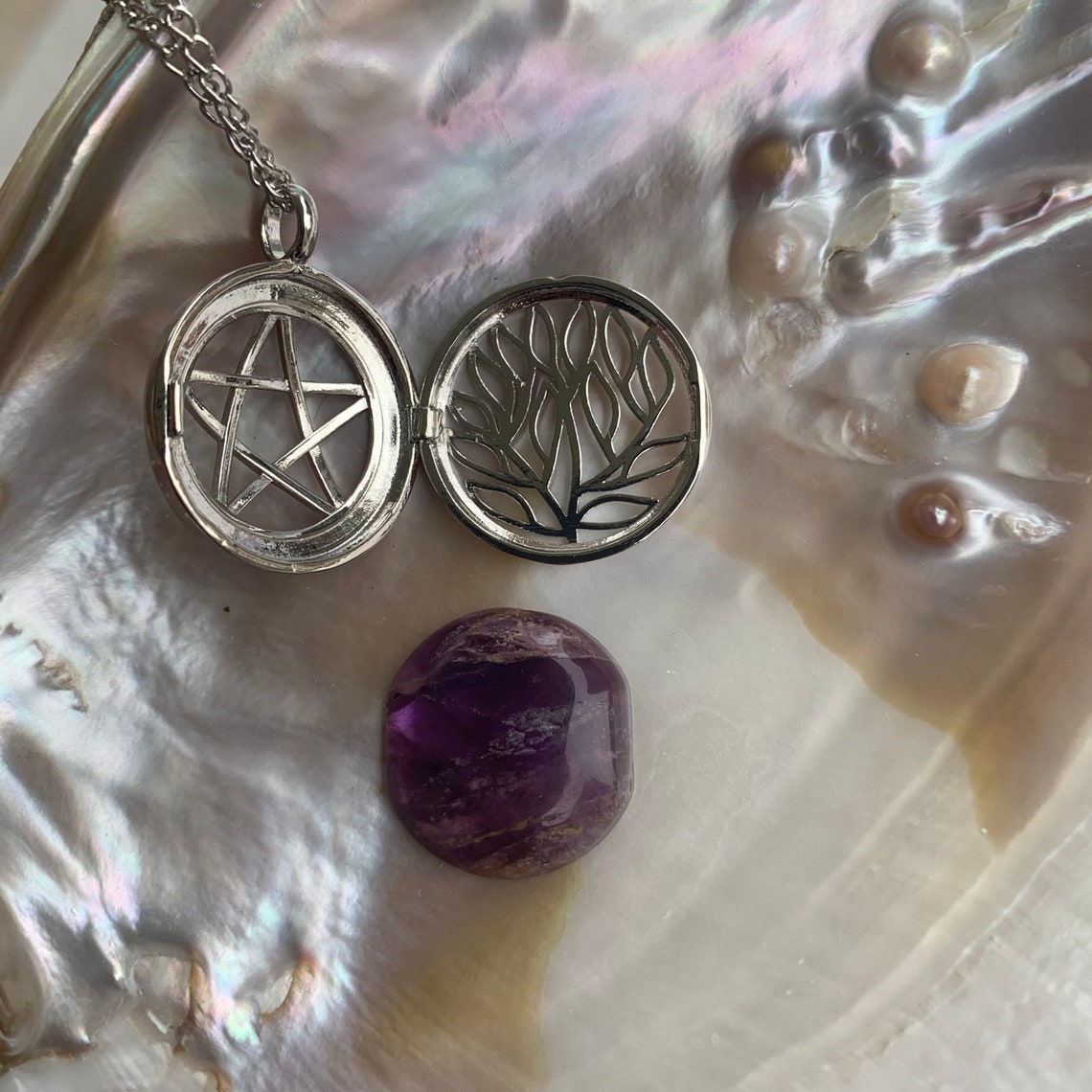 Pentacle Crystal Necklace Crystal Pendant Sterling Silver | Etsy