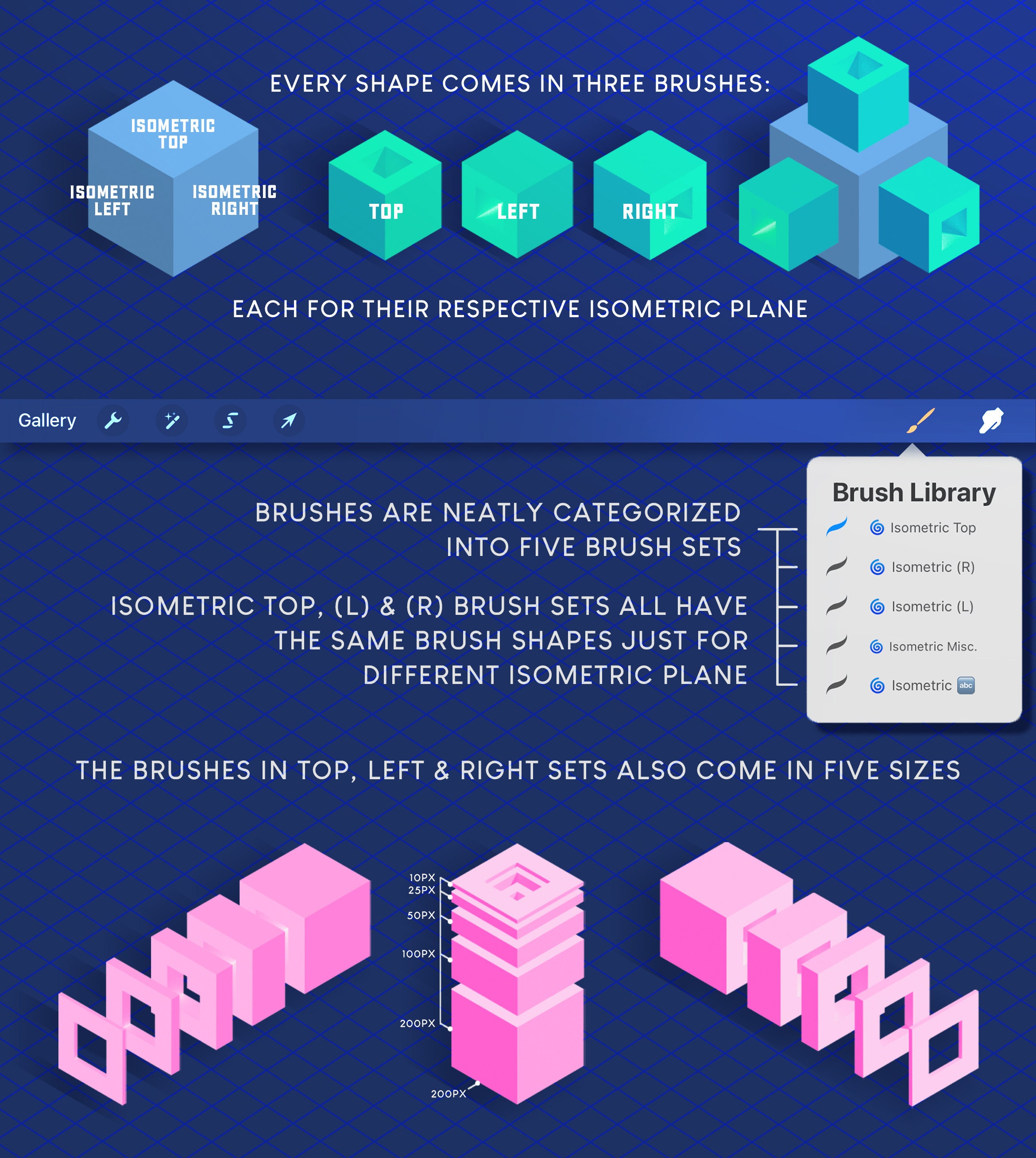 1300 Procreate Isometric World Builder Brushes 3D Stamp Brush Set ...