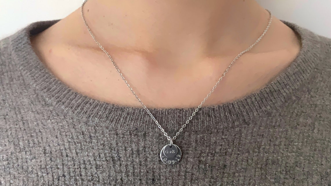 TWO Personalized Layered Charm Necklaces Initial Name Disc | Etsy