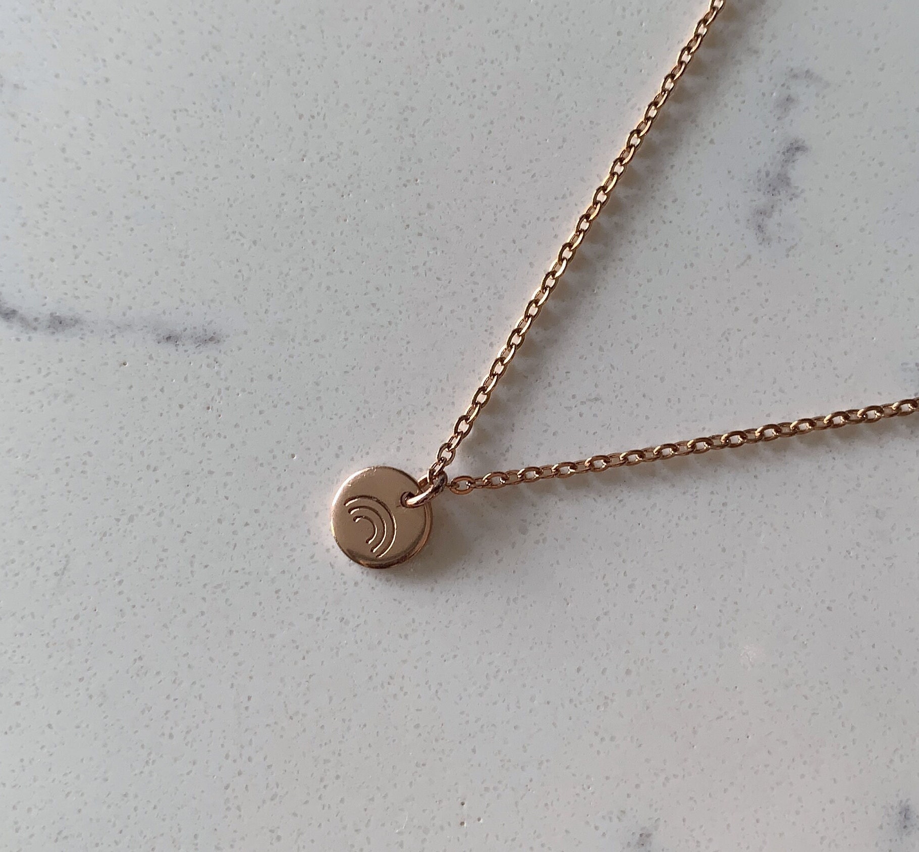 Rainbow Necklace | Handstamped Engraved Circle Rainbow Charm Necklace ...