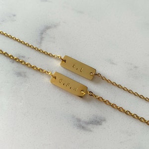 TWO Personalized Initial Bar Bracelets | Handstamped Custom Letter ...