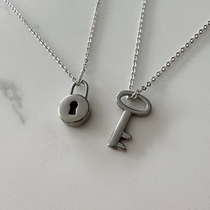 Lock and Key Pendant Necklace Set | Matching Necklace Key and Padlock ...