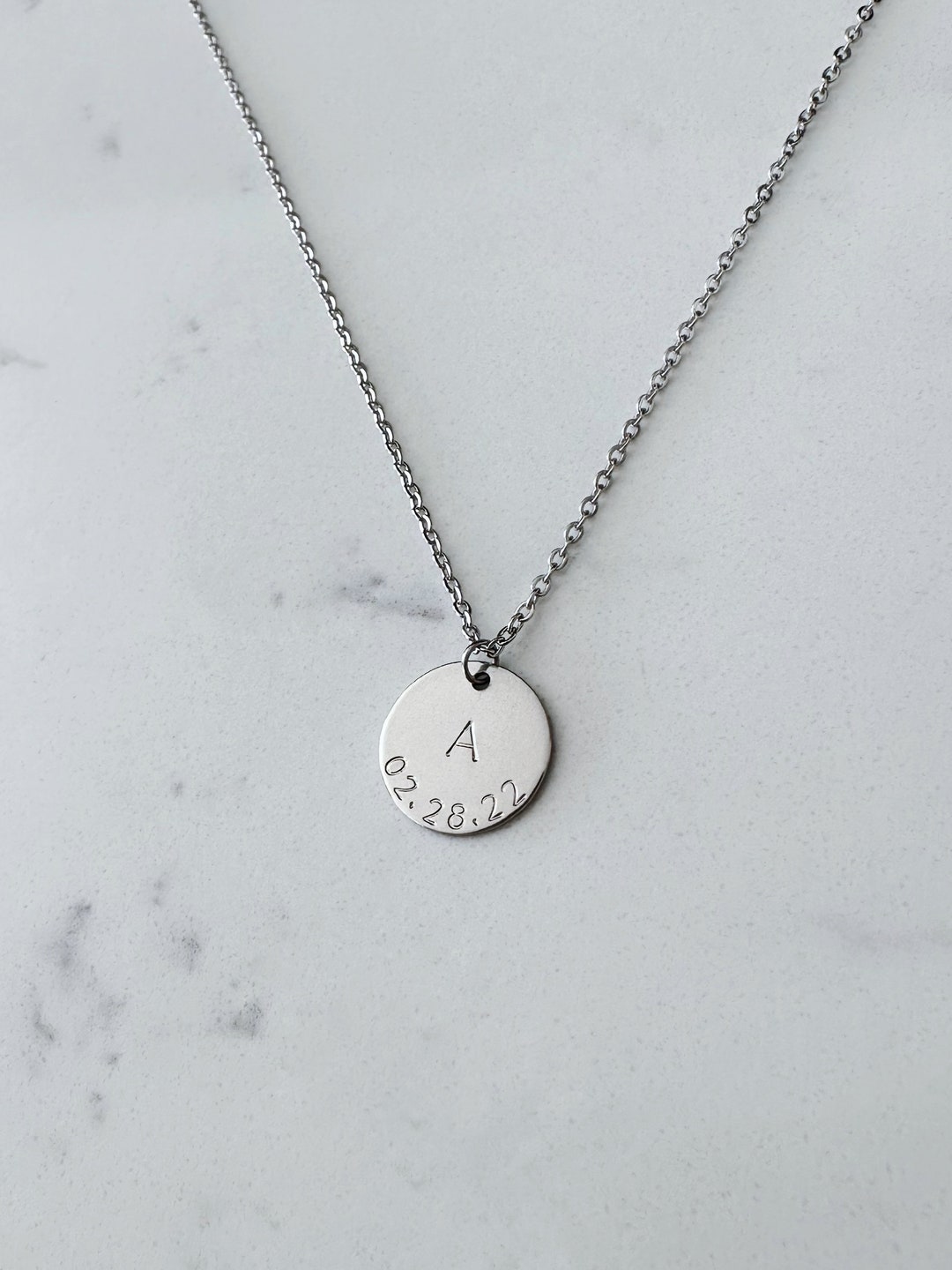 Custom Initial and Date Necklace Charm Pendant | Personalized ...