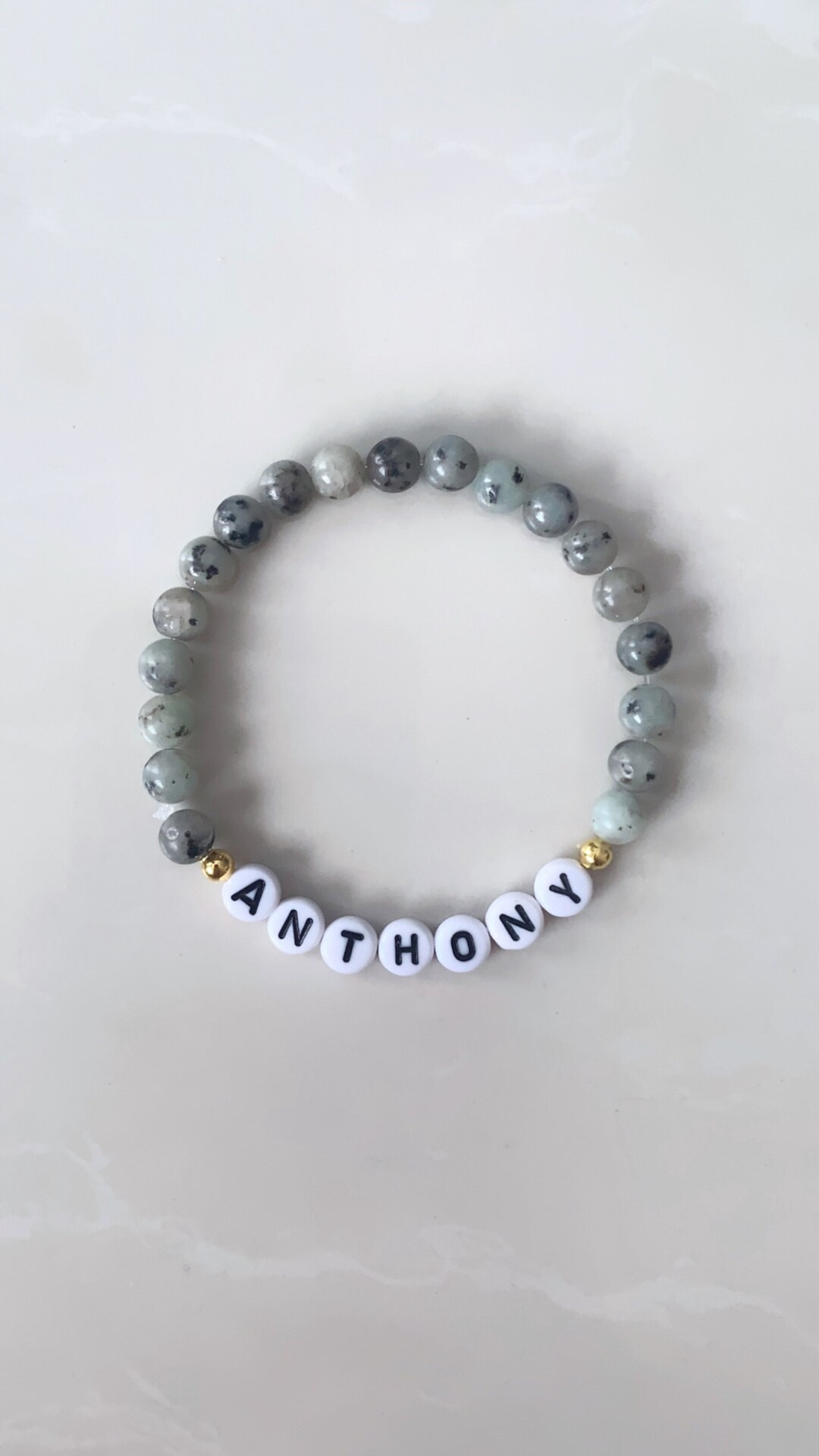Personalized Letter Stone Bead Bracelet | Custom Friendship Name ...