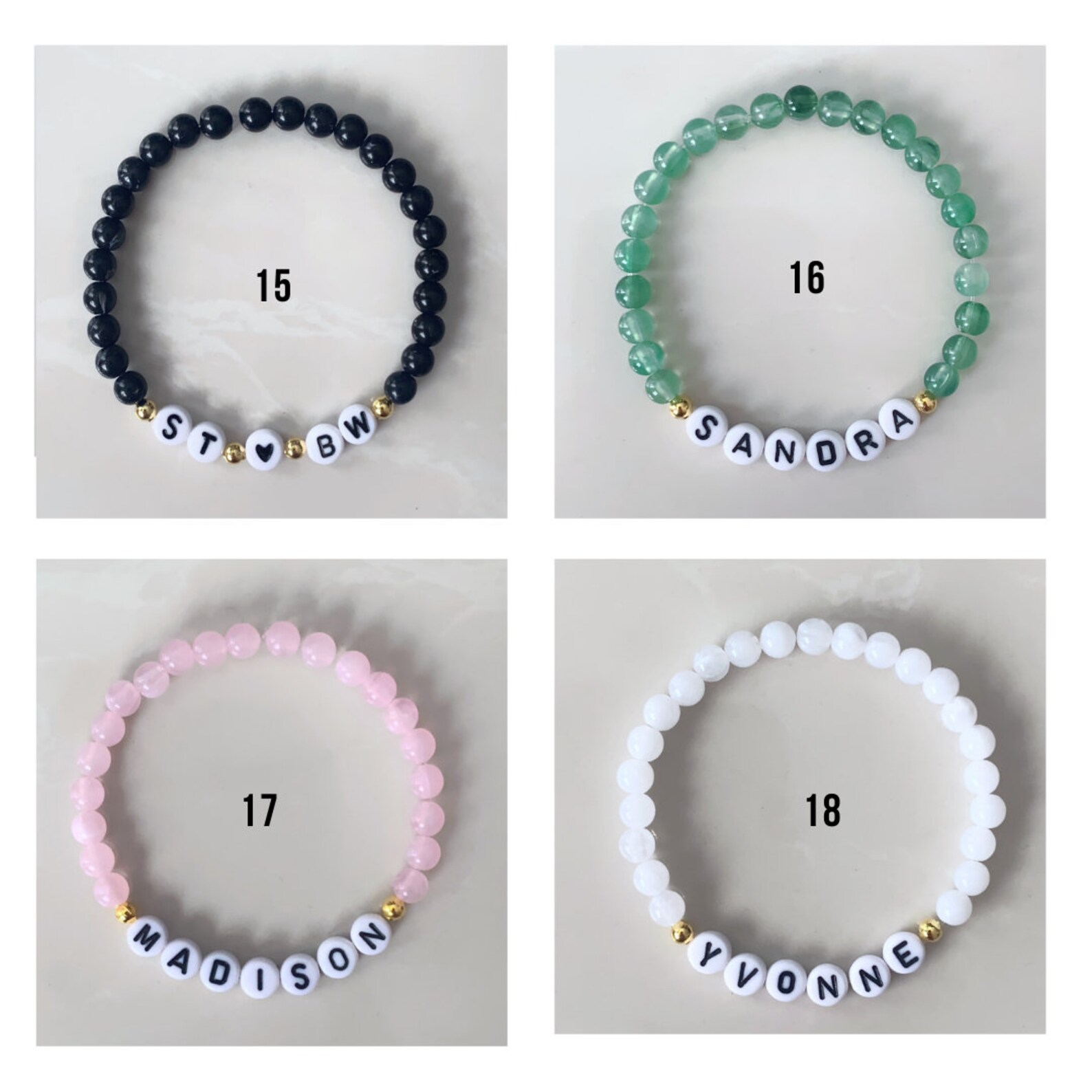Personalized Letter Bead Bracelet | Custom Friendship Name Initial Date ...
