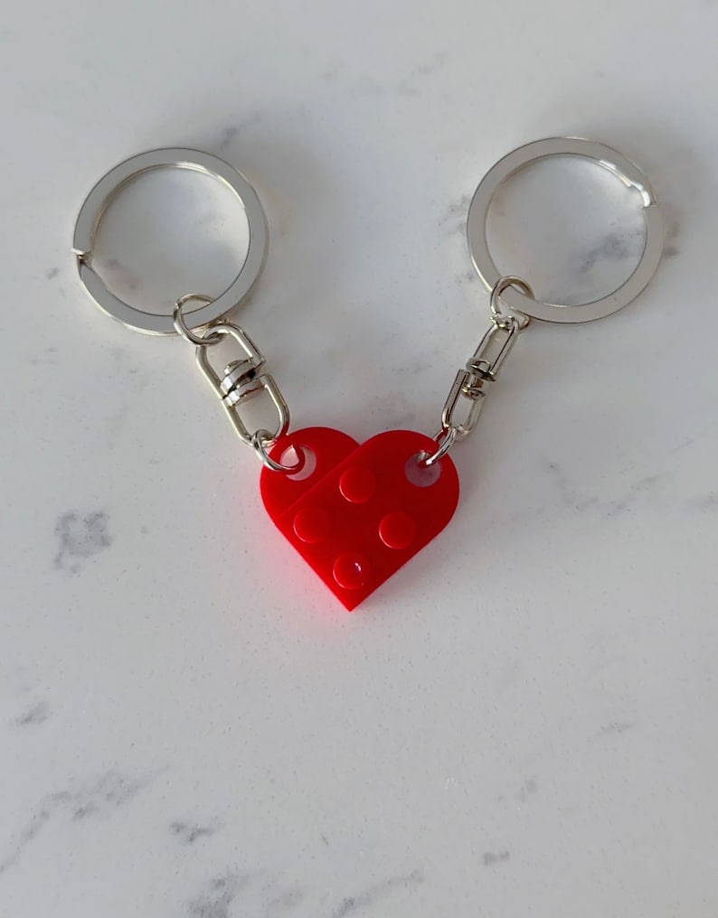 Matching Heart Brick Set Keychain 2 Half Heart Keychain - Etsy