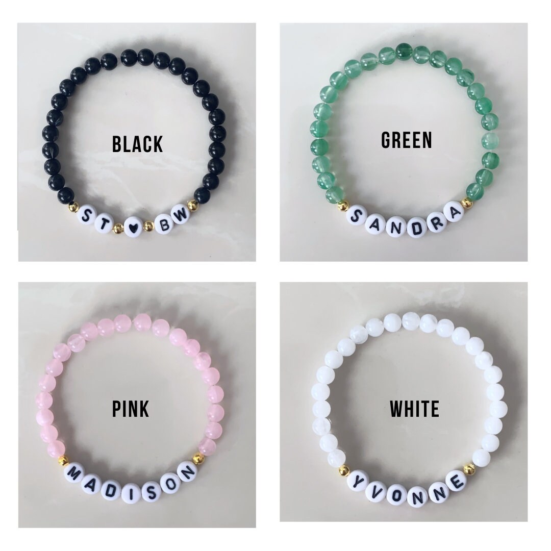 Personalized Letter Gloss Bead Bracelet | Custom Friendship Name ...