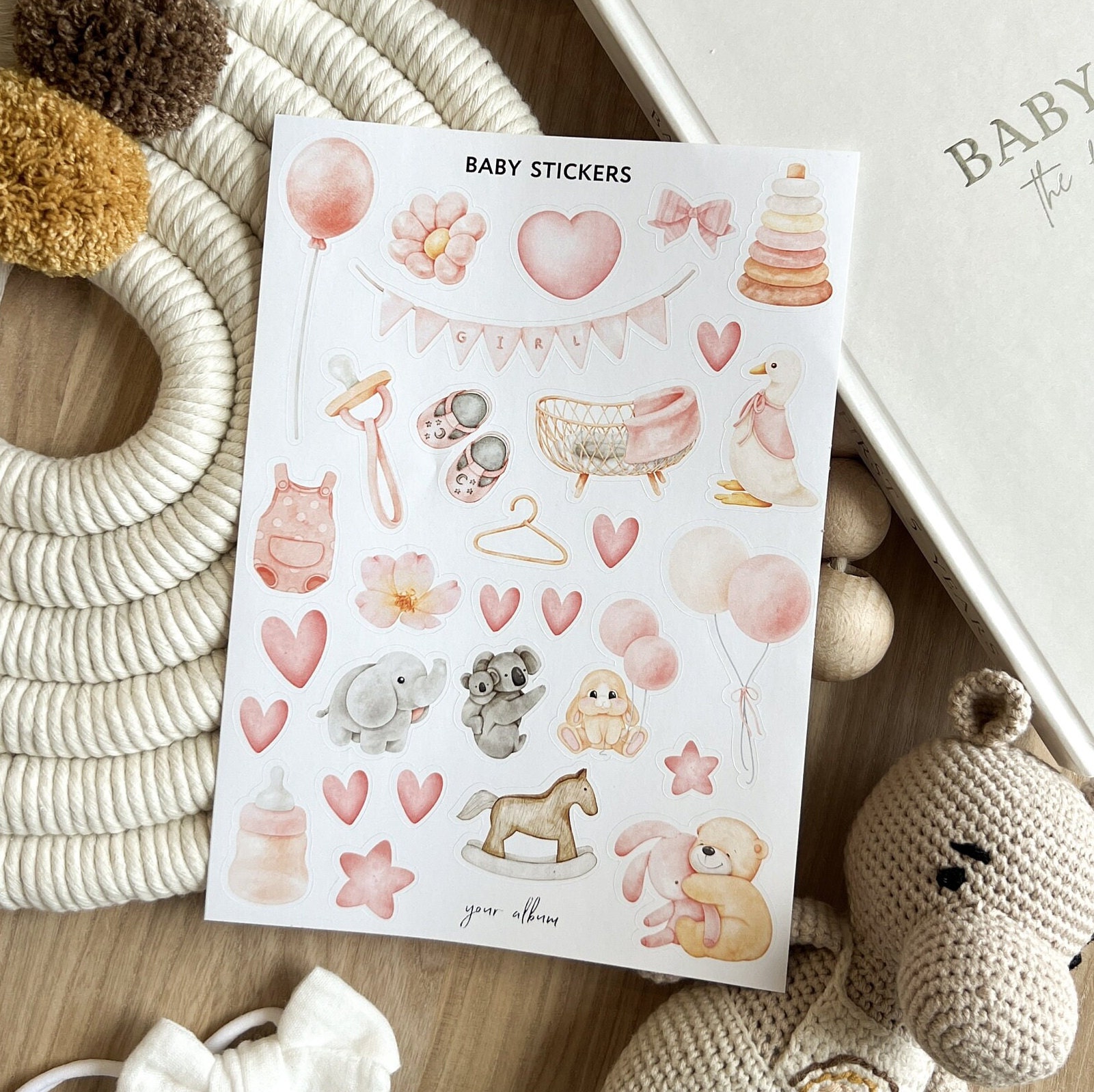 Baby Stickers, Baby Shower Scrapbooking Stickers, Template Baby ...