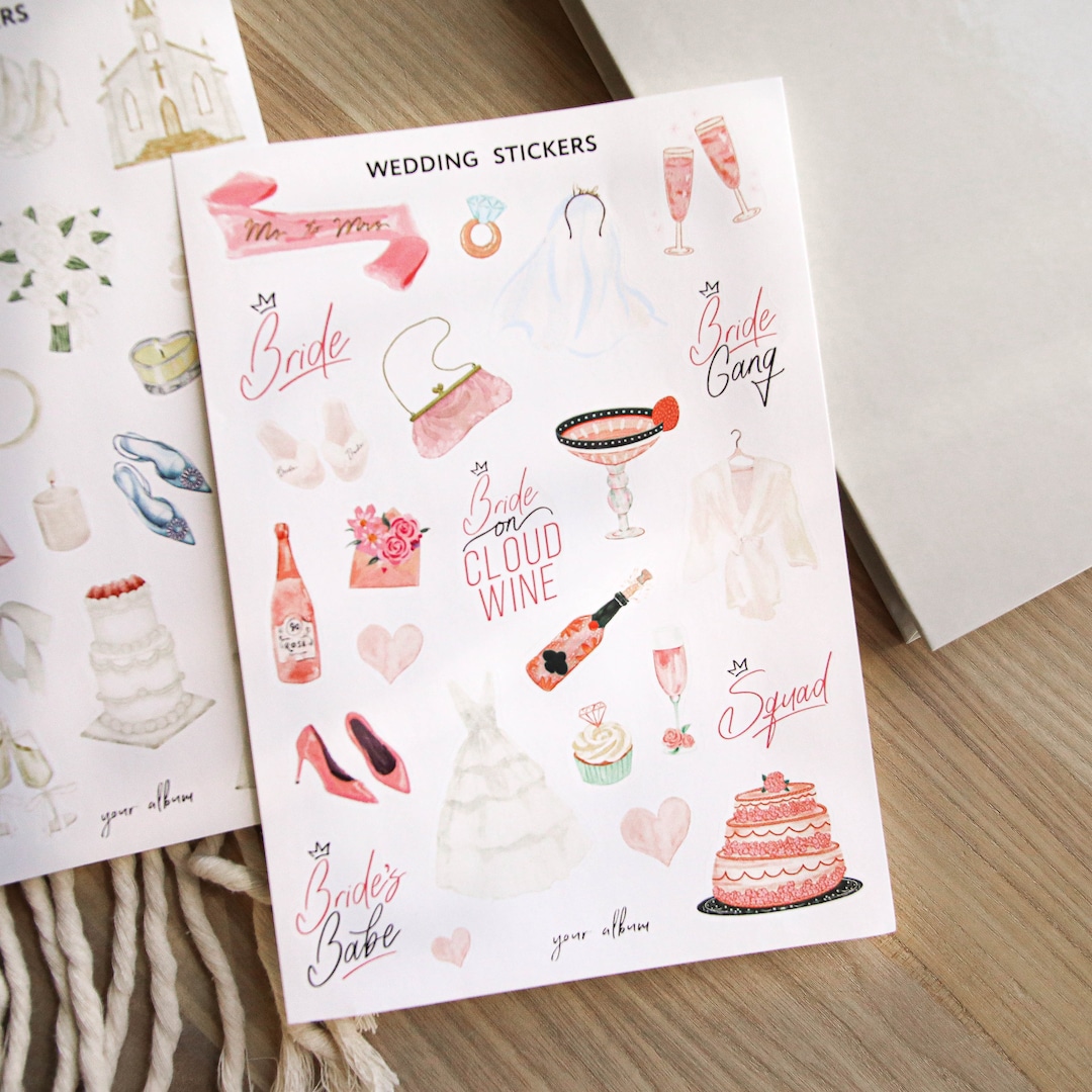 Wedding Stickers Scrapbook, Wedding Planner Sticker Sheet, Wedding Day ...