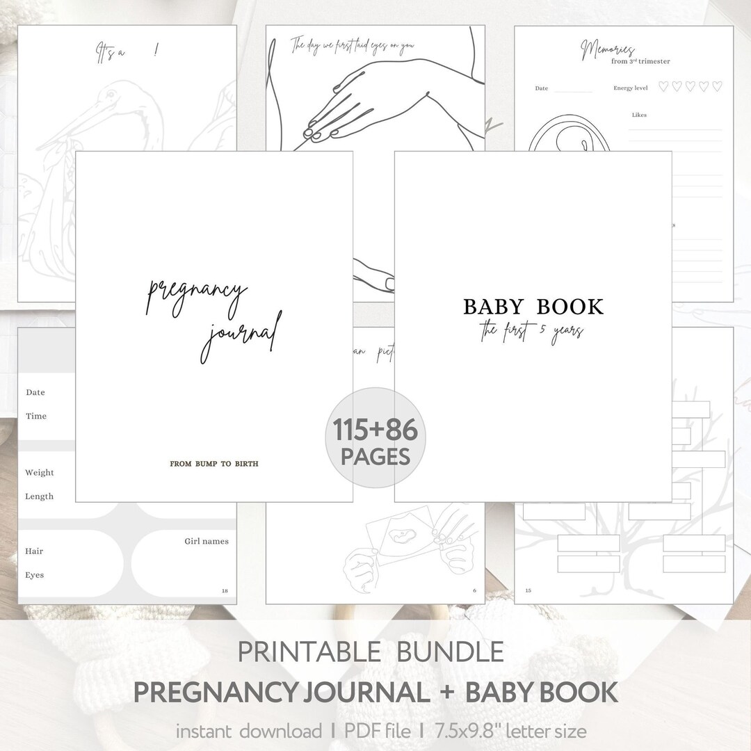 Pregnancy Journal and Baby Book Digital, Baby Journal Digital Planner ...