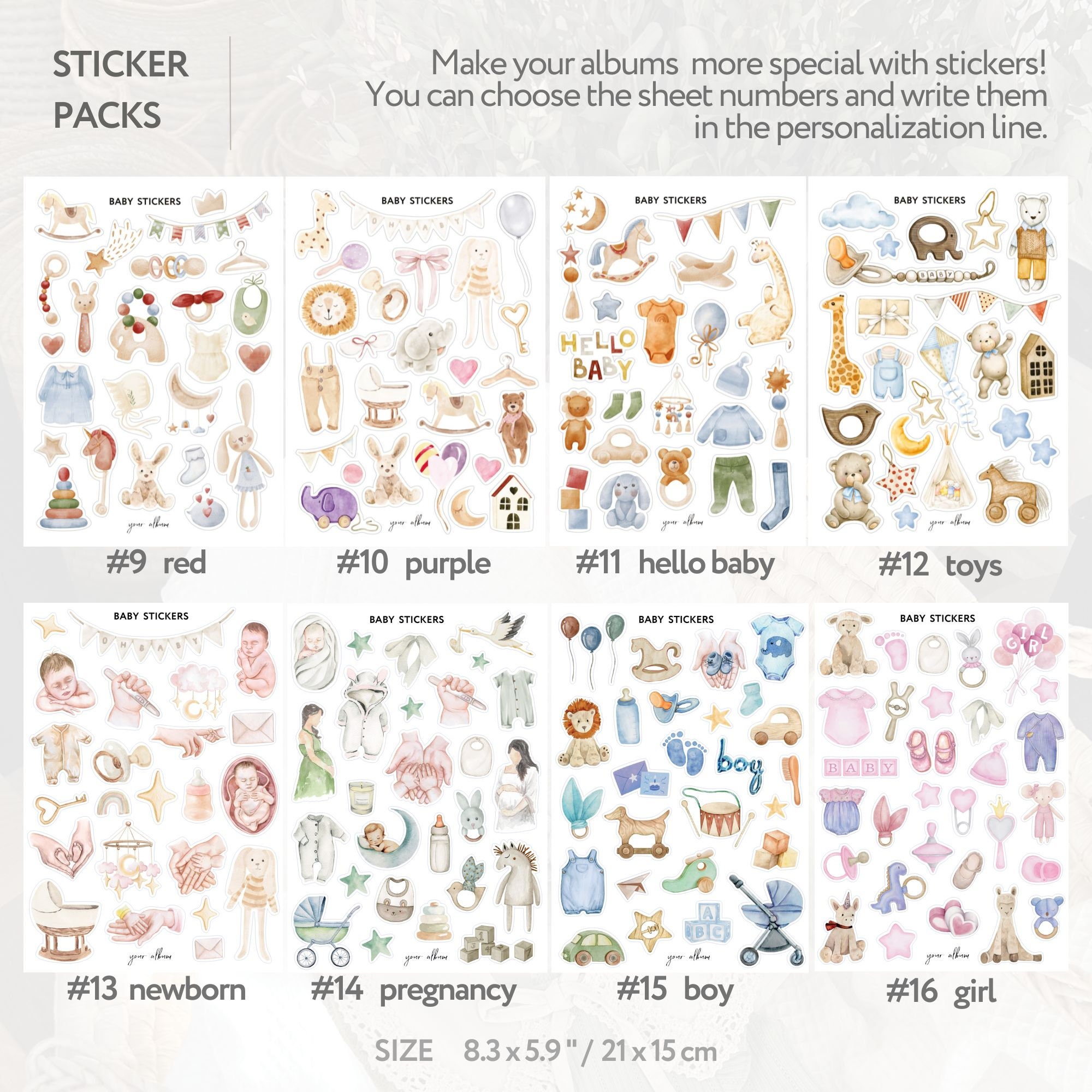 Baby Stickers, Baby Shower Scrapbooking Stickers, Template Baby ...