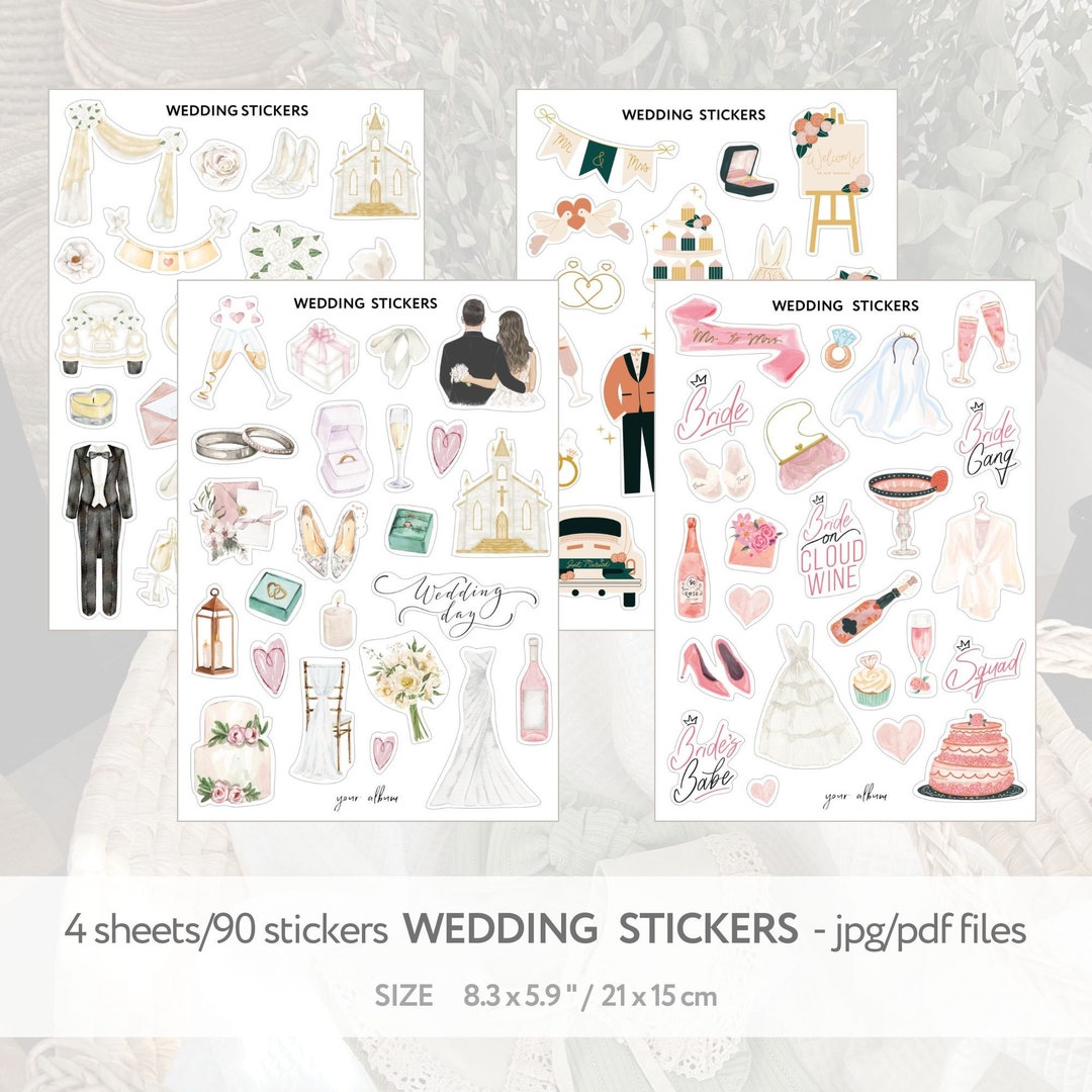 Wedding Sticker Digital for Planner Bride to Be Sticker Sheet ...