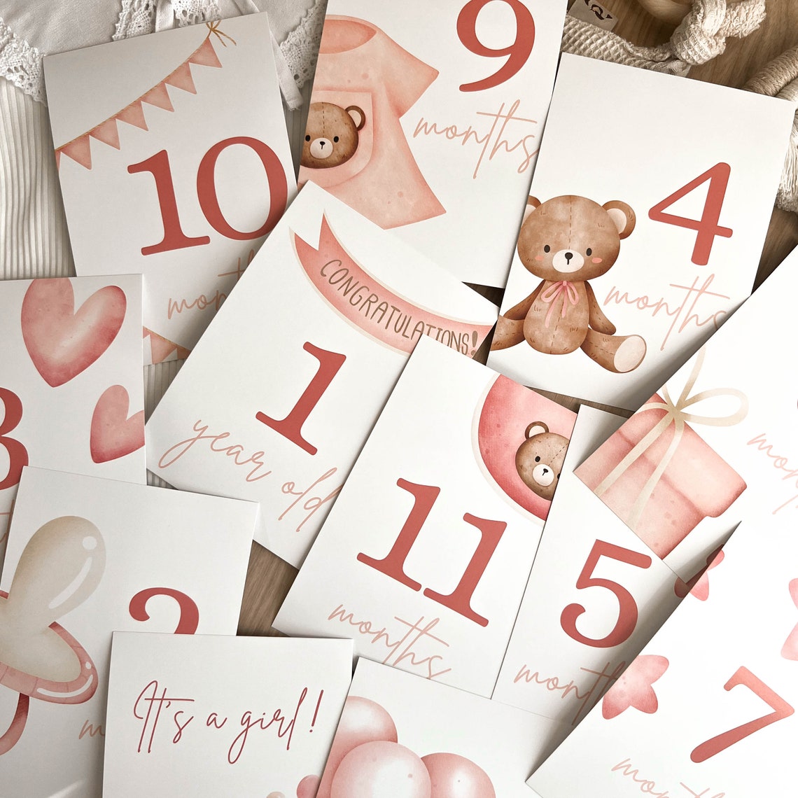 Baby Milestone Cards, Monthly Milestone Cards, New Baby Card First Year ...