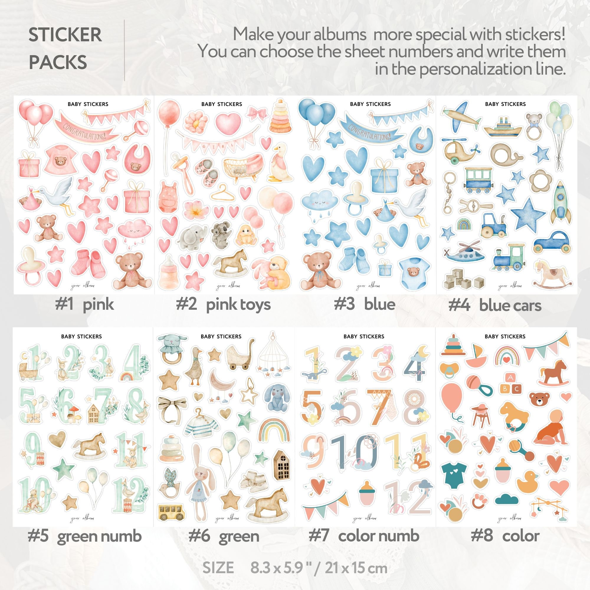 Baby Stickers, Baby Shower Scrapbooking Stickers, Template Baby ...