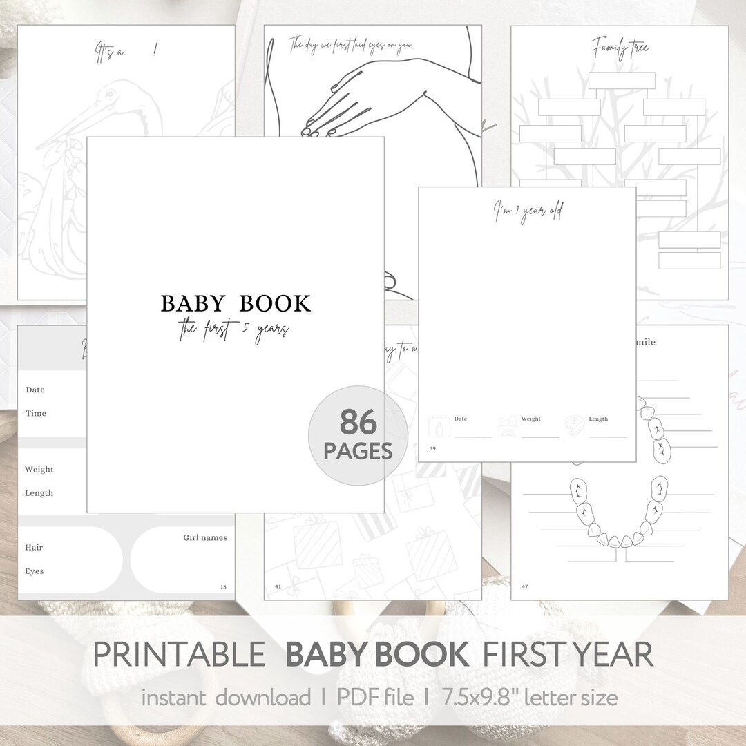 Baby Book Digital, First Year Book Baby Journal, Single Mom Baby Book ...