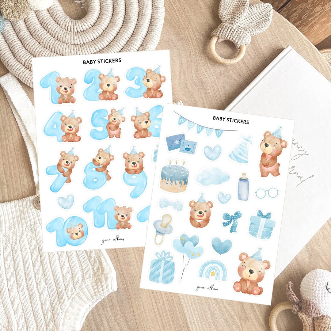 Baby Scrapbook Stickers, Baby Boy Sticker Sheet, Baby Blue Stickers ...