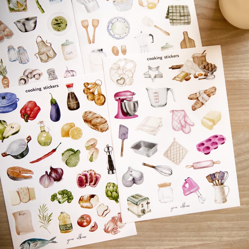 Scrapbook Sticker Cooking - Cookbook Sticker, Recipe Book Stickers ...