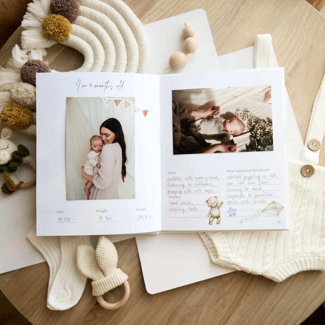 Baby Shower Gift - Baby Memory Book, Baby First Year Record Book, Baby ...