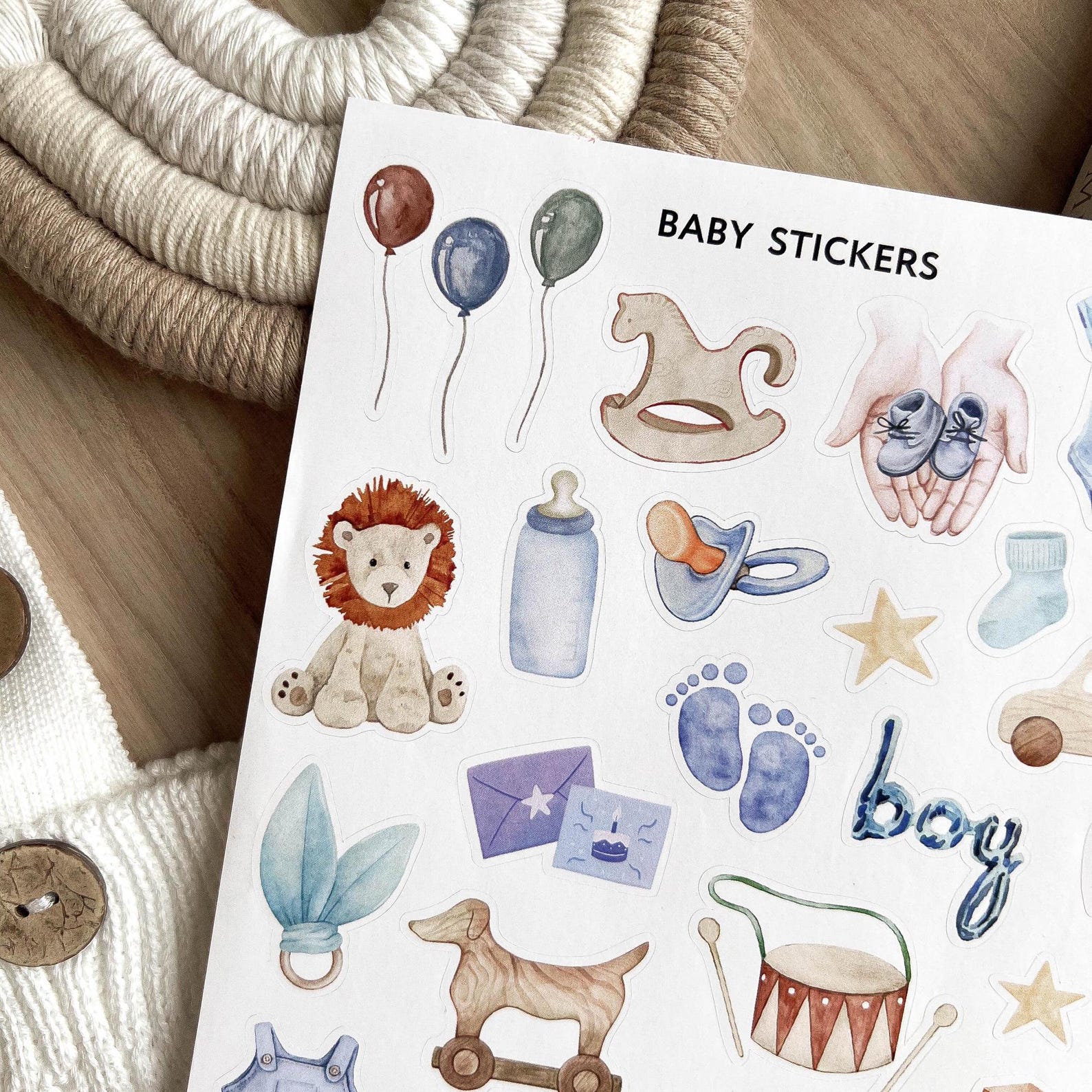 Baby Digital Stickers, Baby Sticker for Baby Book, Baby Shower Stickers ...