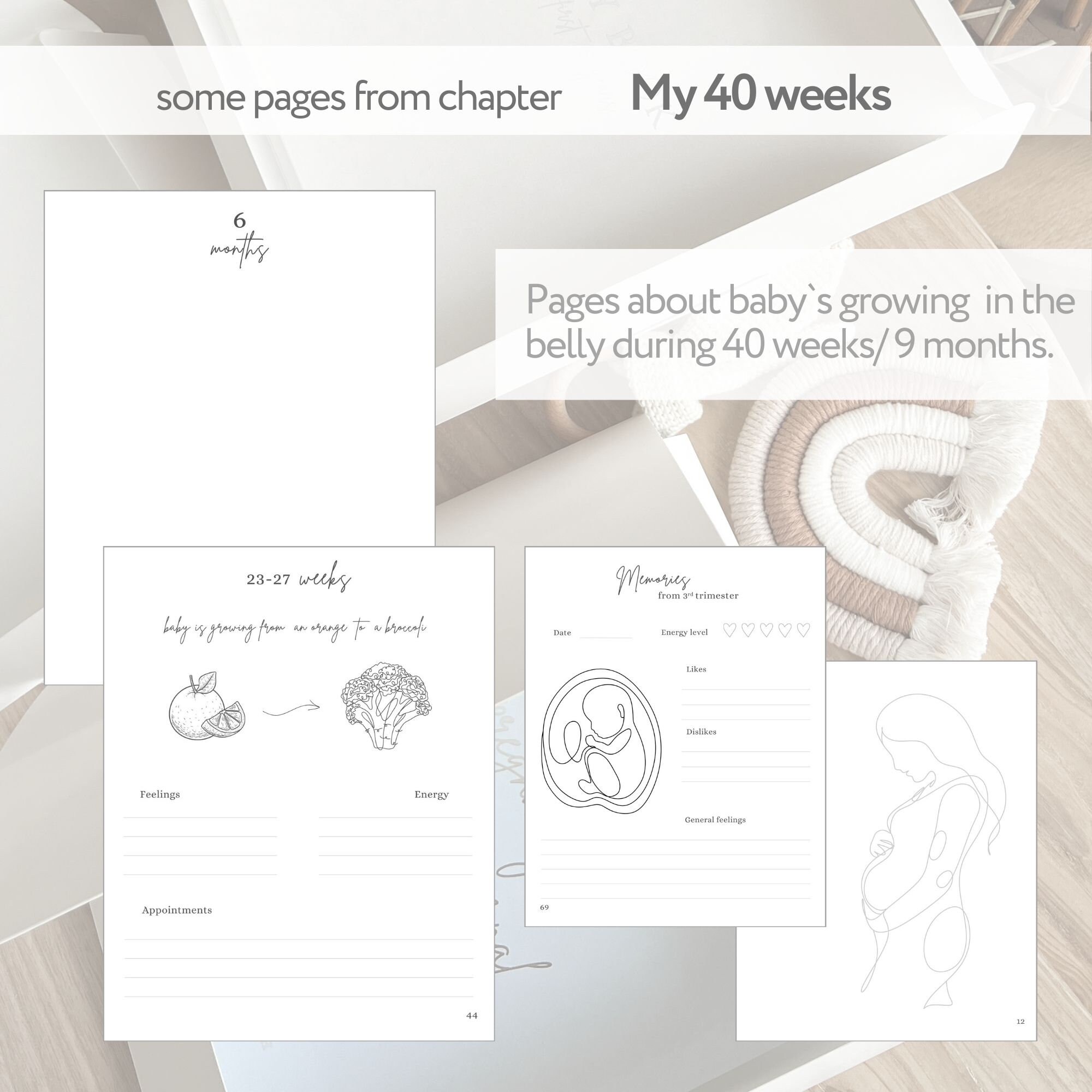 Pregnancy Journal Printable, Monthly Pregnancy Planner, My Pregnancy ...