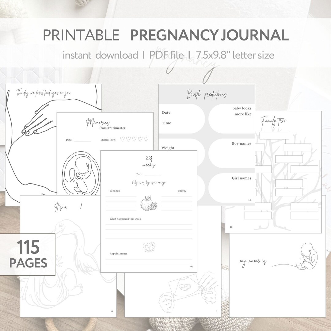 Pregnancy Journal Natural Mama, Weekly Pregnancy Planner, My Pregnancy ...