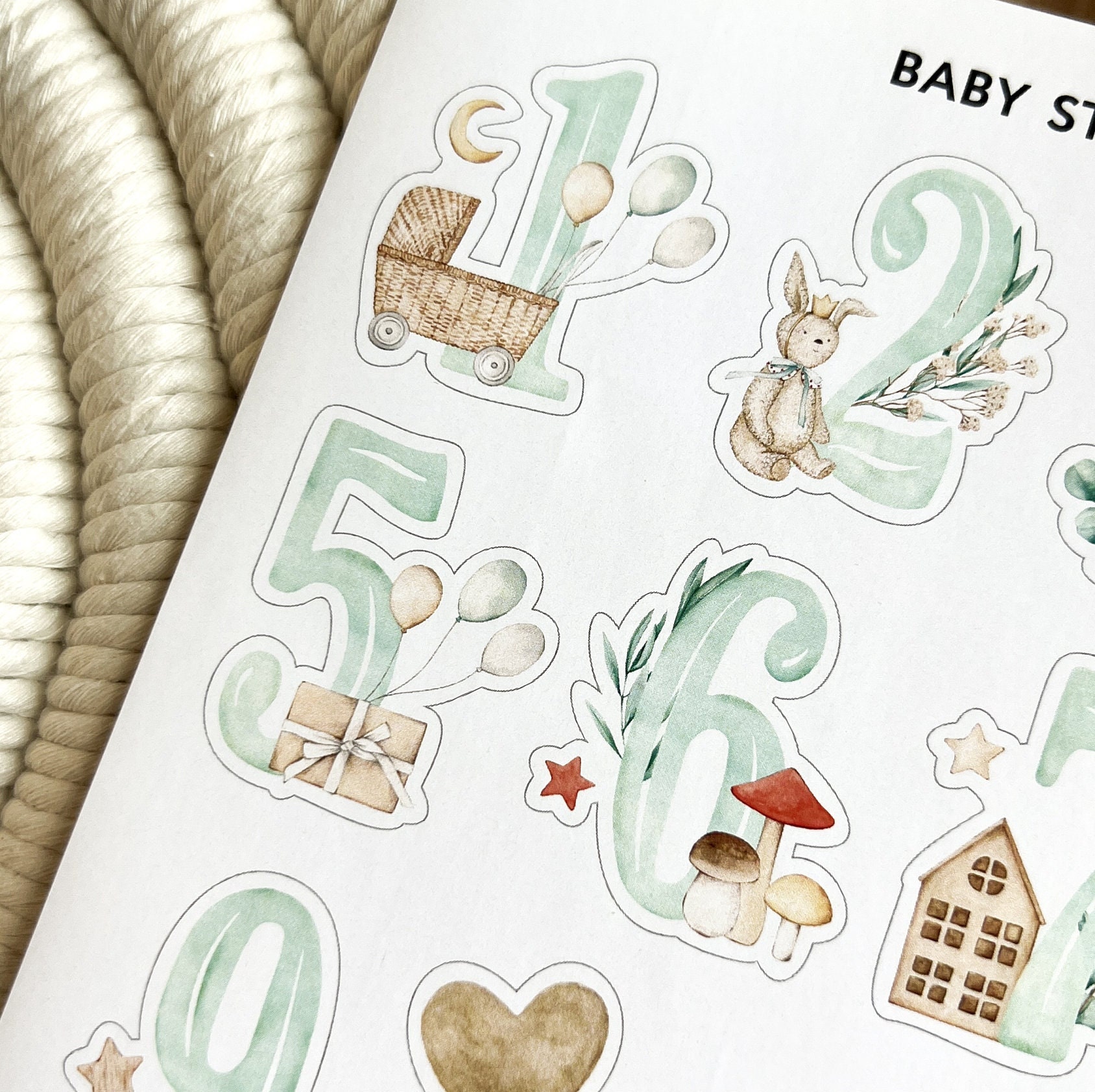 Baby Digital Stickers, Baby Scrapbook Stickers Baby Boy, Monthly Baby ...