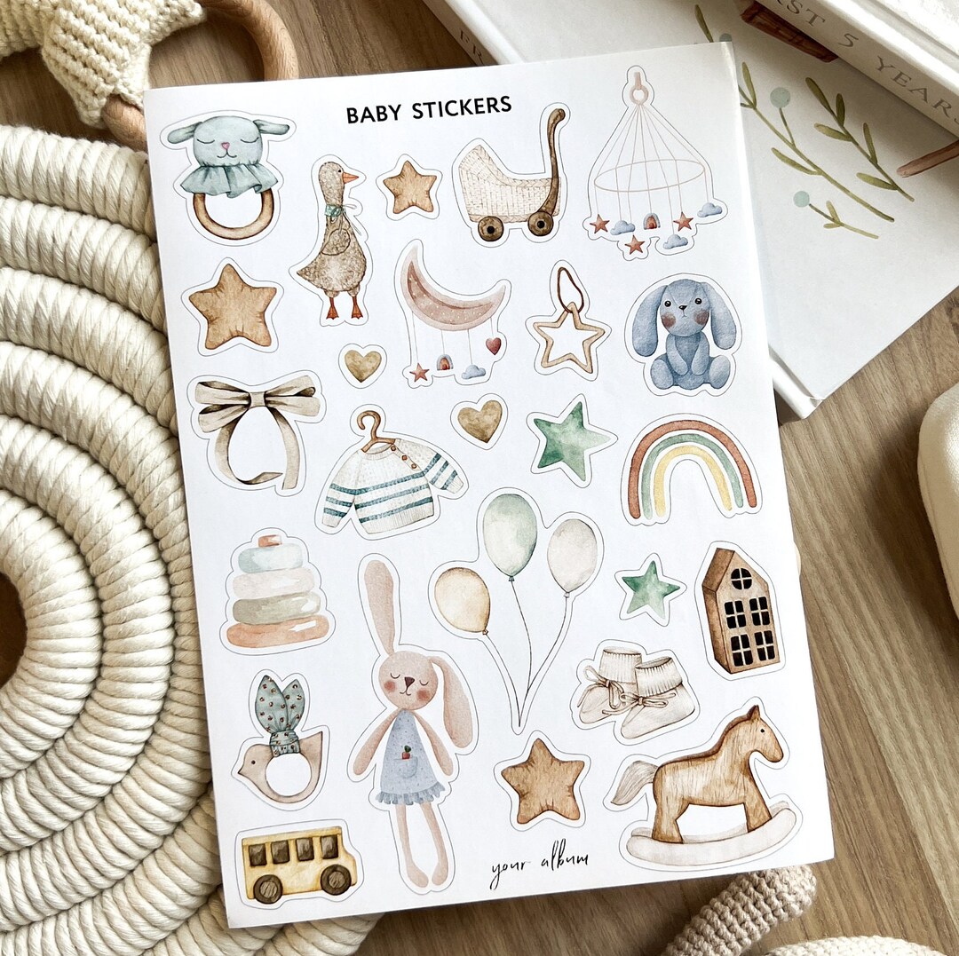 Baby Digital Stickers, Baby Shower Stickers Scrapbook Baby, Baby Boy ...