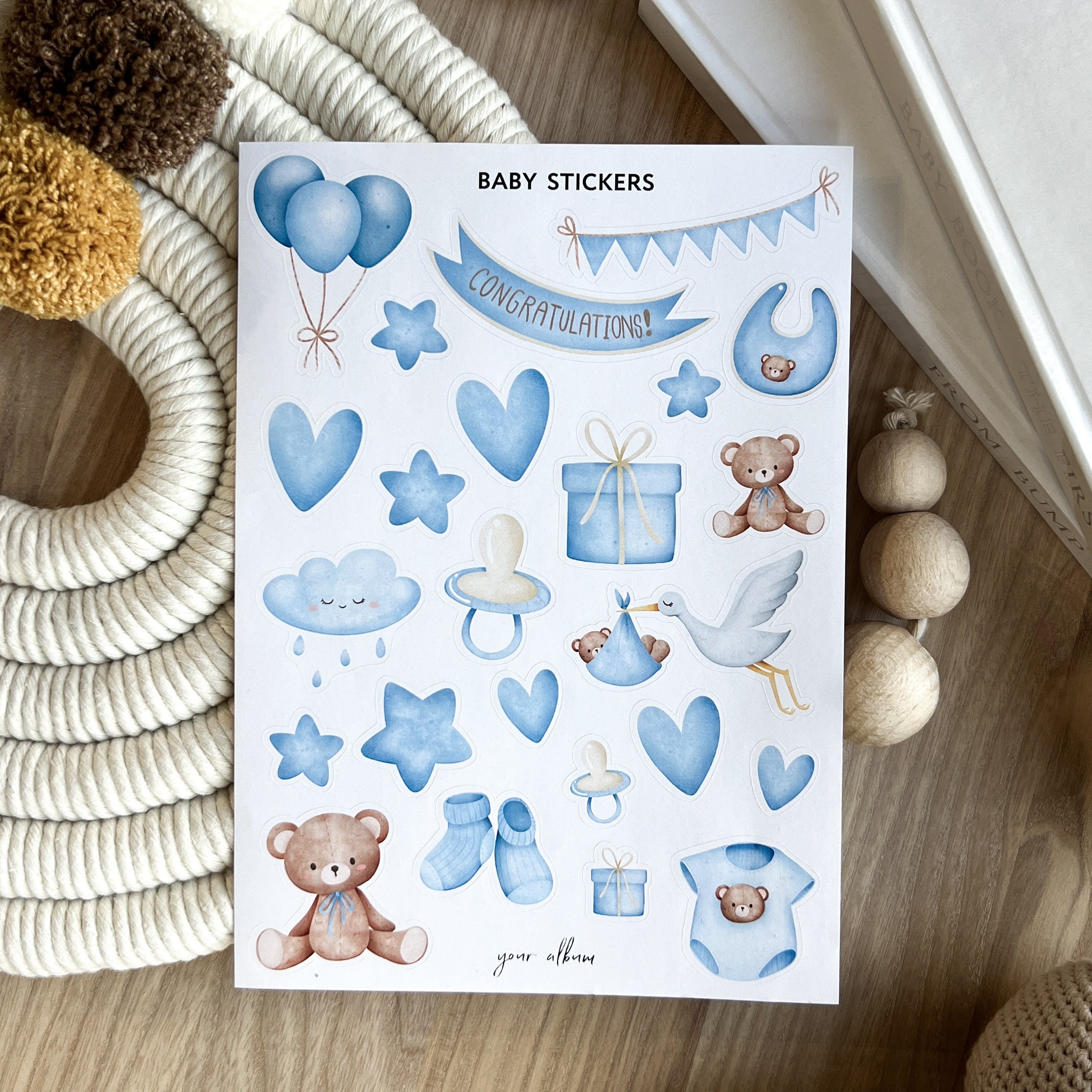 Baby Stickers, Baby Shower Scrapbooking Stickers, Template Baby ...