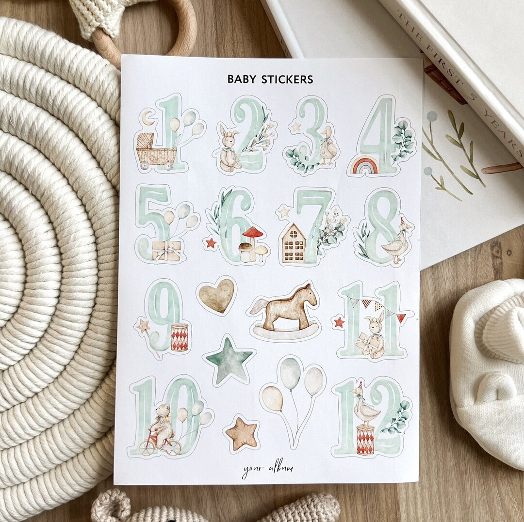 Baby Digital Stickers, Baby Scrapbook Stickers Baby Boy, Monthly Baby ...