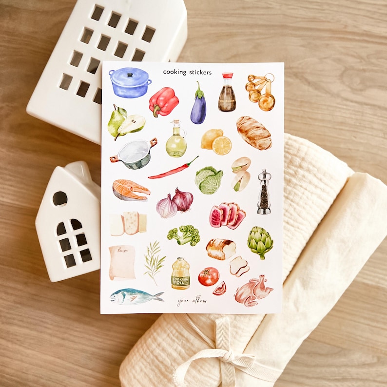 Cooking Sticker Scrapbook - Food Stickers, Cookbook Sticker, Cooking ...