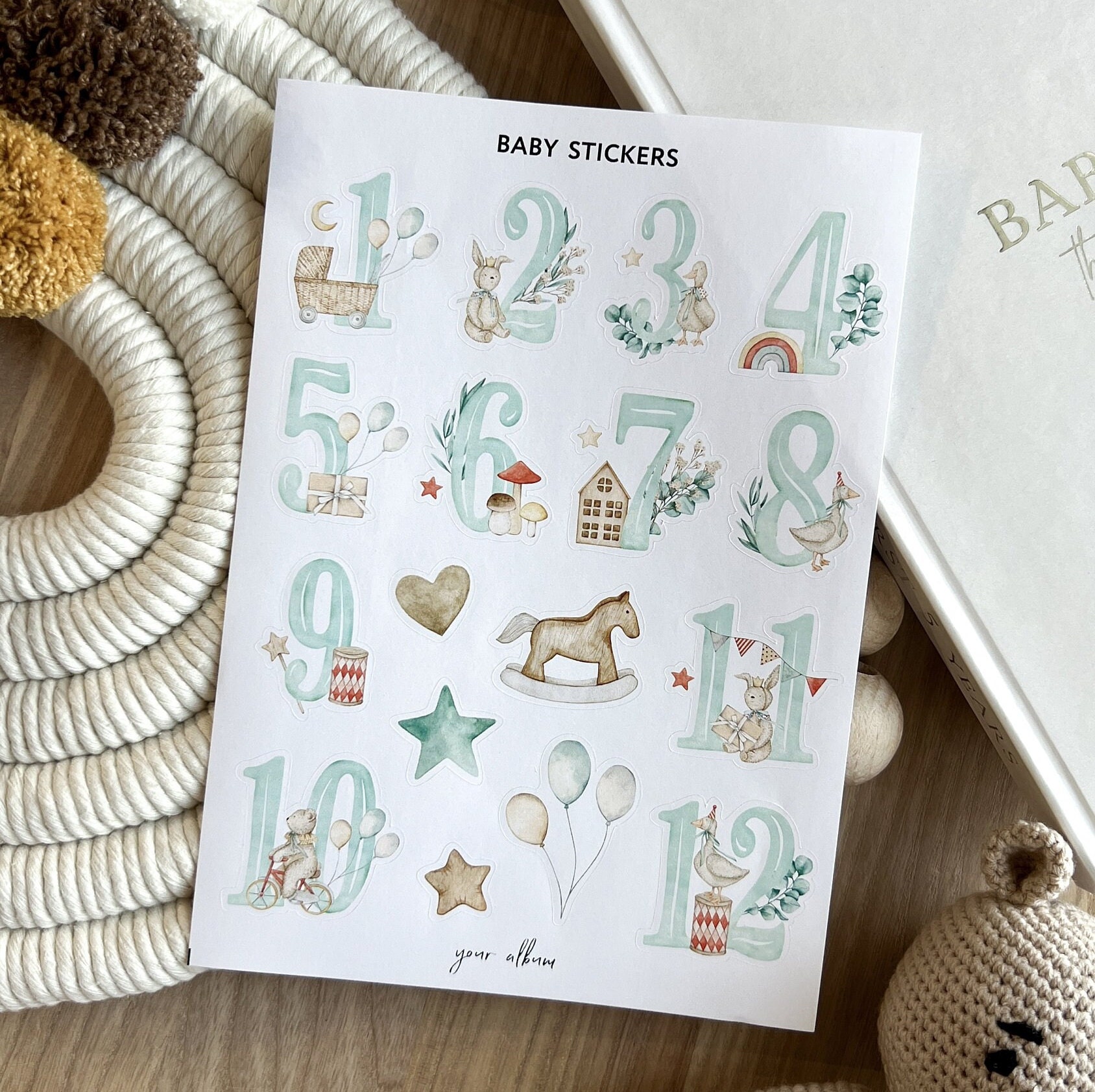 Baby Stickers, Baby Shower Scrapbooking Stickers, Template Baby ...