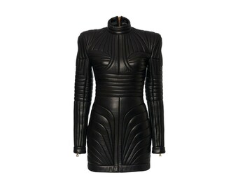 Black Leather Dress | Etsy