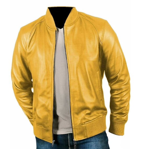Yellow Leather Jacket Men