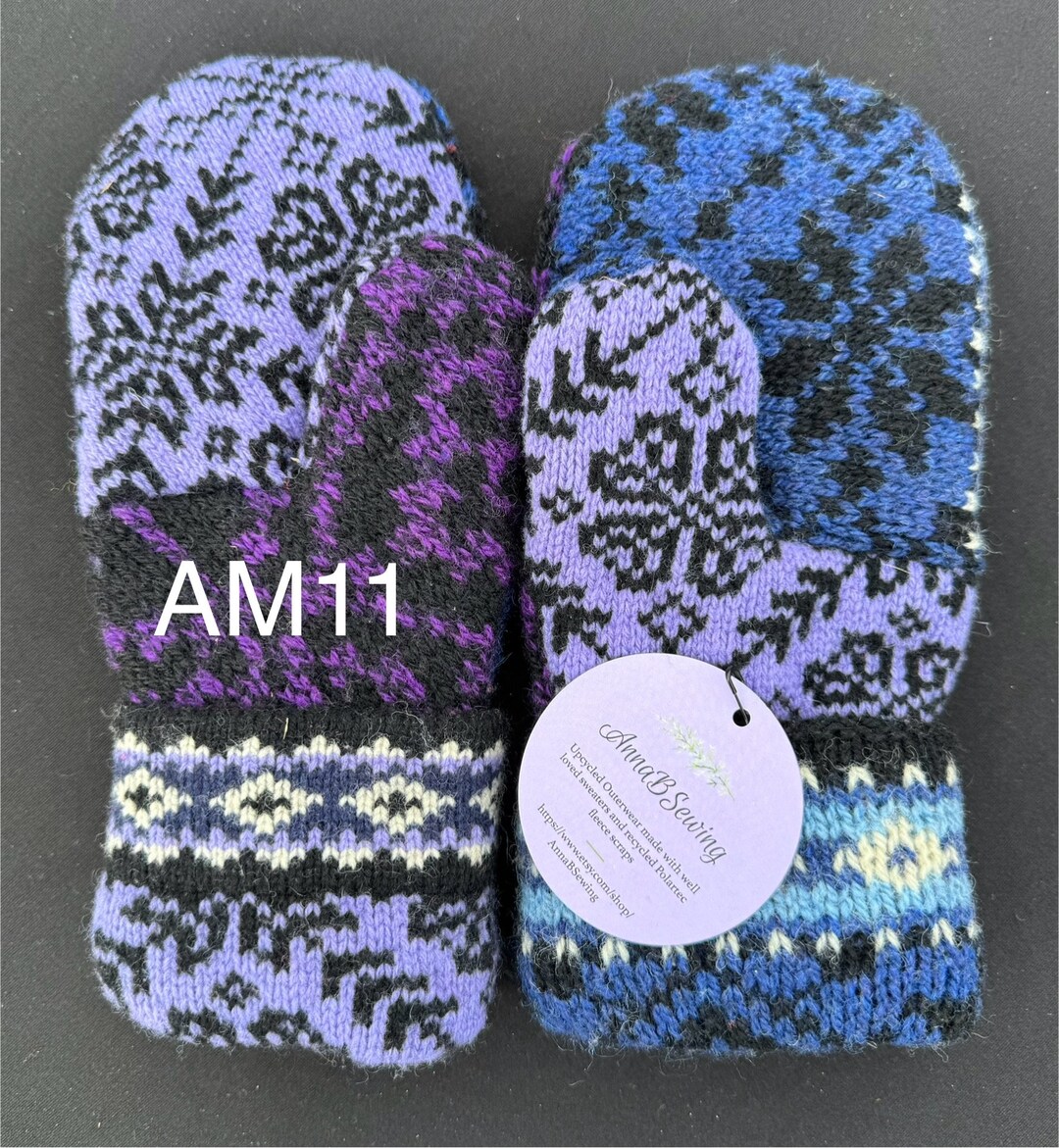 Medium Upcycled Smittens Polar Fleece Lined Sweater Mittens - Etsy