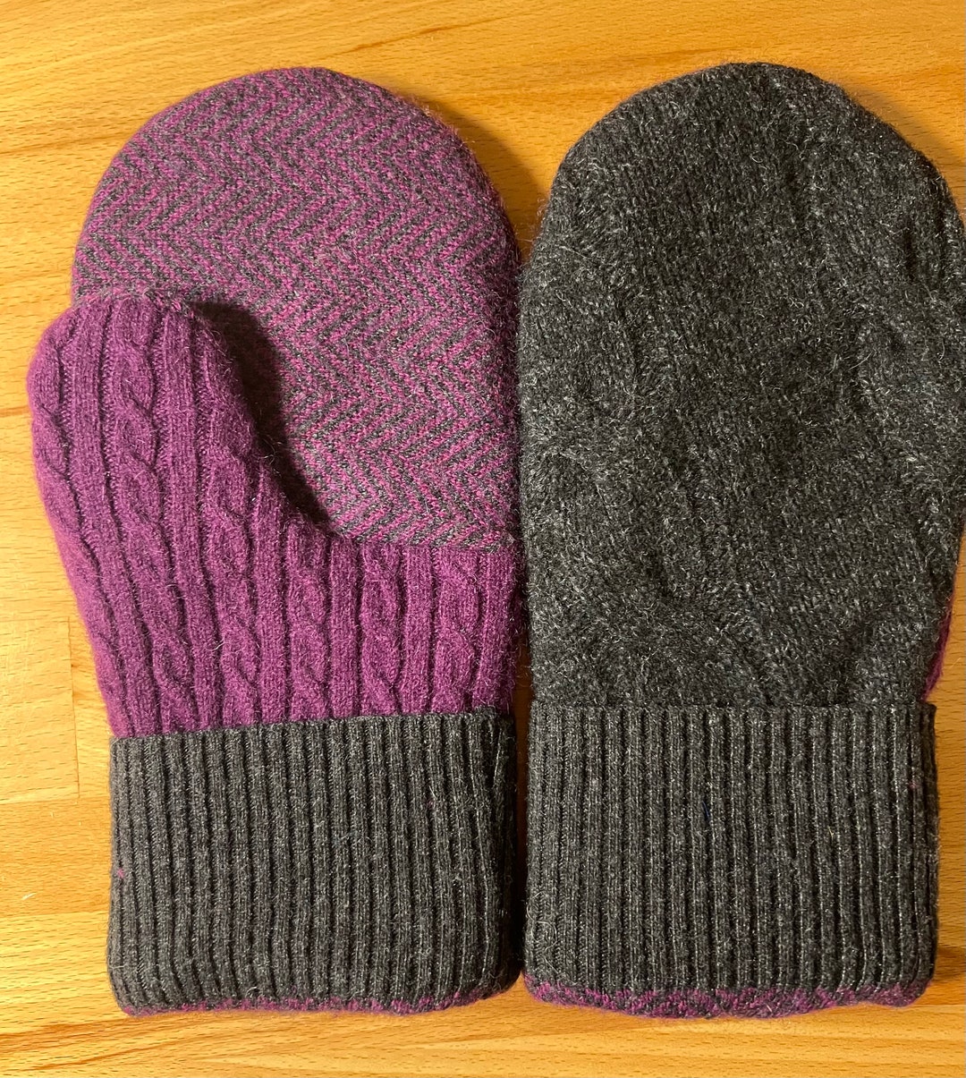 Medium Upcycled Smittens Polar Fleece Lined Sweater Mittens AM199 - Etsy