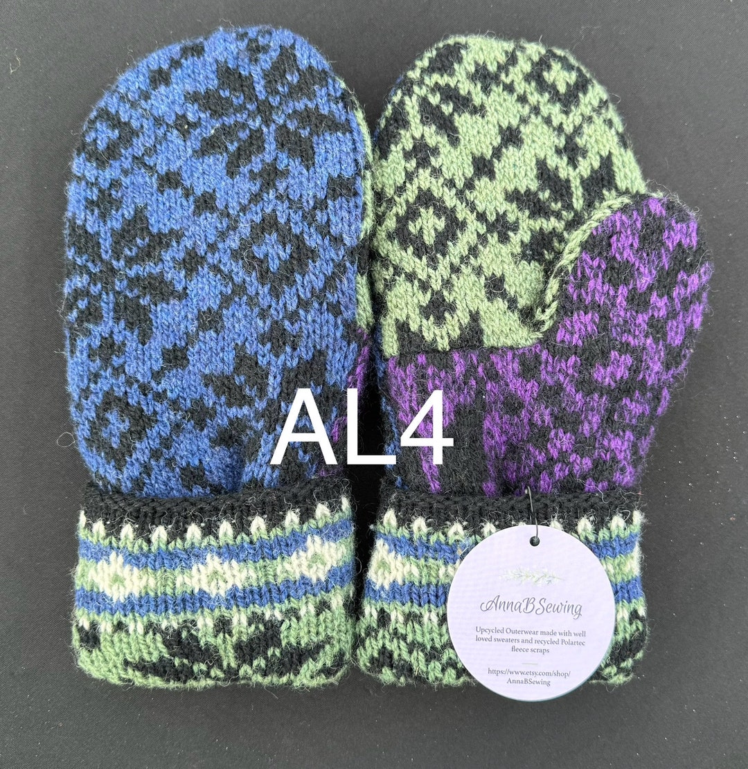 Large Upcycled Smittens Polar Fleece Lined Sweater Mittens - Etsy