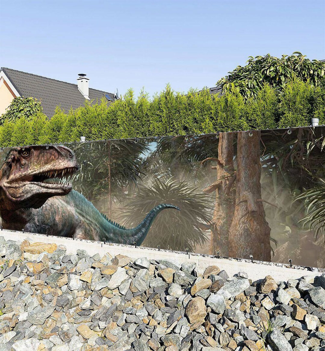 Fence Banner T-rex in the Jungle Privacy Screen Garden Fence - Etsy