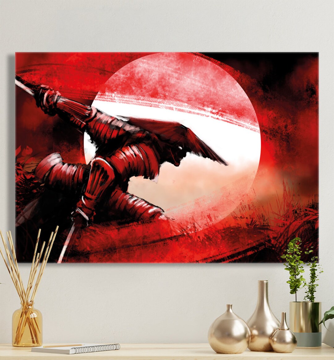 Leinwandbild Samurai rot Keilrahmen Gemälde - Etsy.de