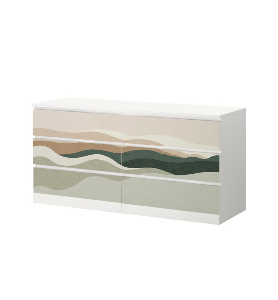 Chest of Drawers Sticker Malm Minimalist Waves in Earth Tones - Etsy