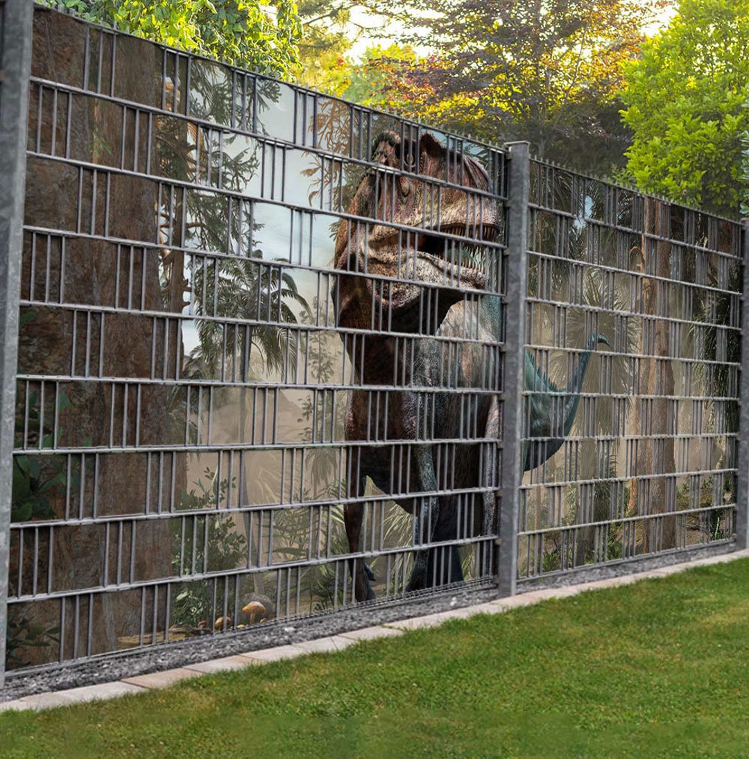 Fence Privacy Screen T-rex in the Jungle Privacy Screen Garden Fence - Etsy