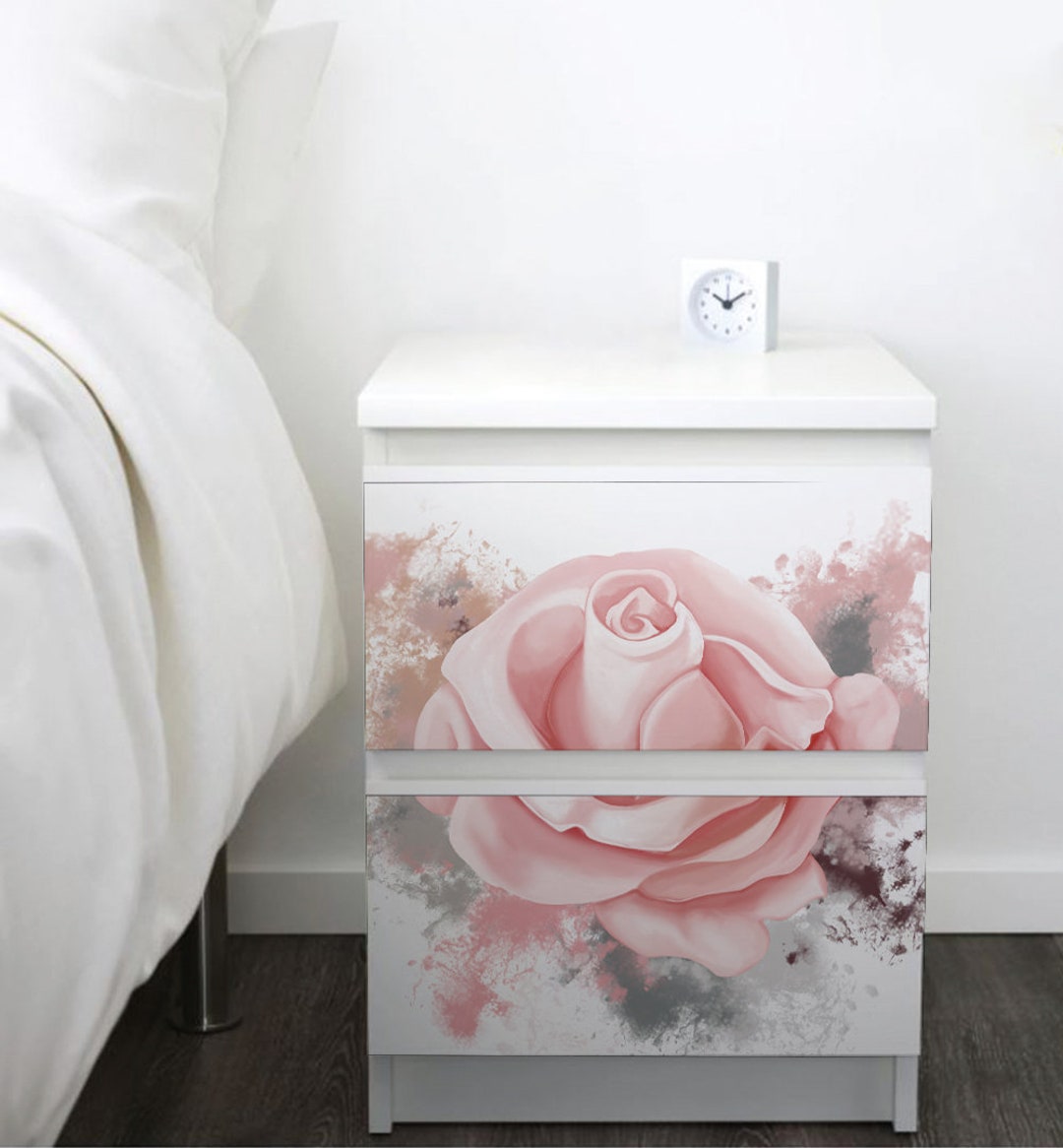 Aufkleber für Malm Klebefolie Pink Blume Kunst Möbel IKEA Kommode ...
