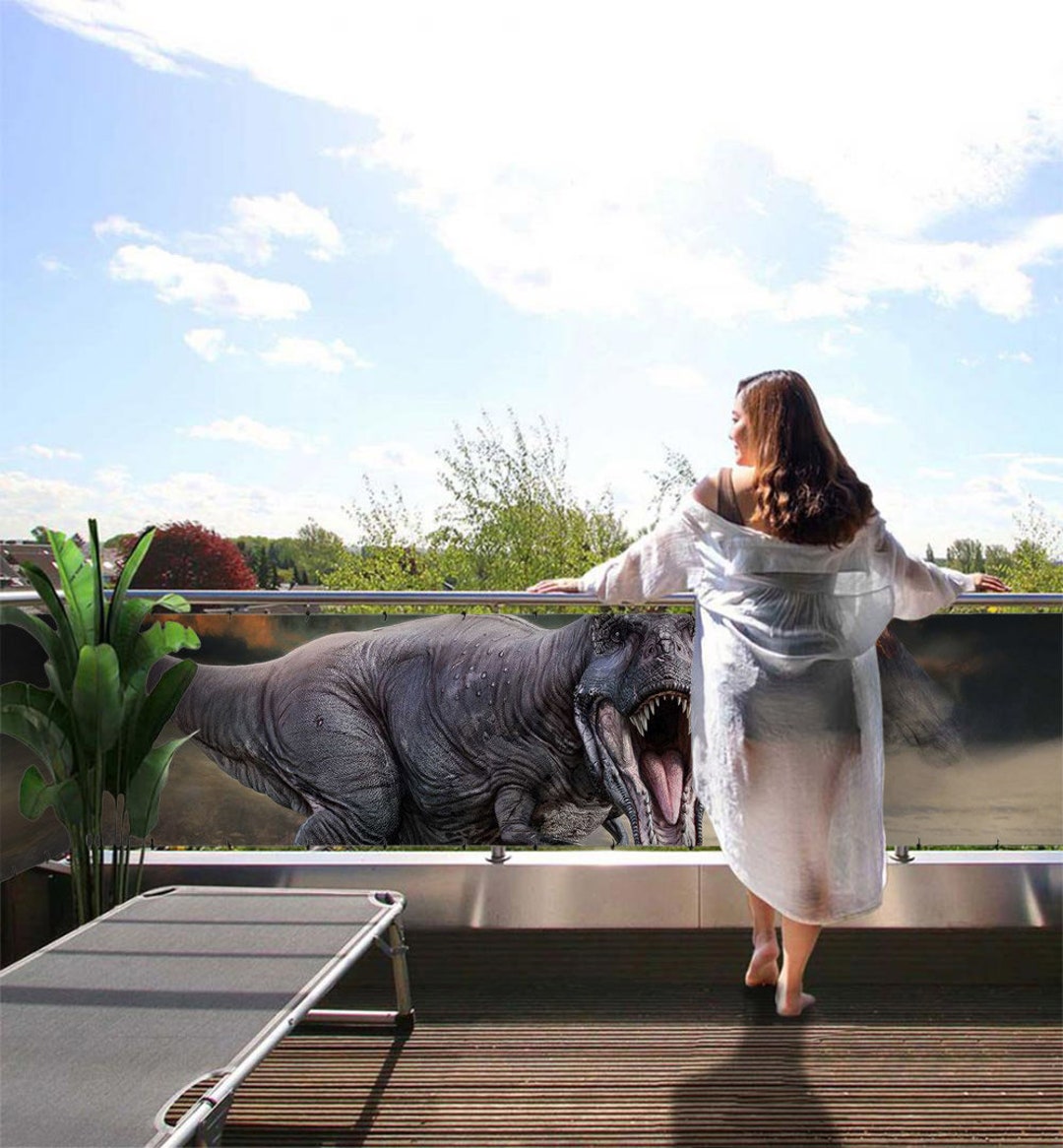 Balcony Banner T-rex Balcony Privacy Screen Garden - Etsy